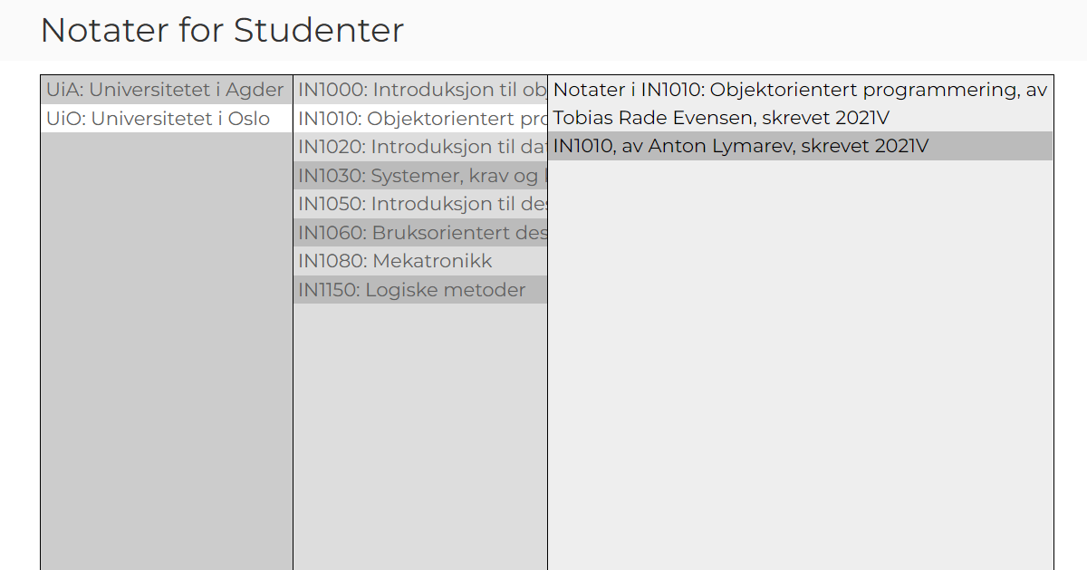 Notater for Studenter